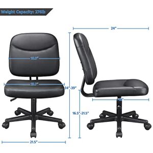 Yaheetech Armless Office Chair Ergonomic Desk Chair Low Back PU Leather Adjustable Swivel Chair Computer Task Chair, Black