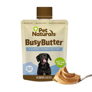 Pet Naturals BusyButter Easy Squeeze Calming Peanut Butter for Dogs, 6 Pouches - Great for Treats, Lick Mats, Training, Calming, and Occupier Toys