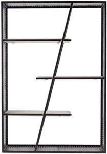 admired by nature modern white oak wood rectangular mounted metal hanging storage floating shelves, black, abn5e160-ntrl wall shelf