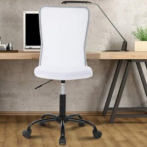 office chair desk chair computer chair with lumbar support ergonomic mid back mesh adjustable height swivel chair armless modern task executive chair for women men adult,white