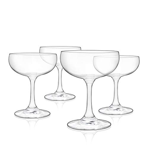 True Coupe Glasses Martini Daiquiri Manhattan Cocktail Barware Glass, Clear ,4 Count (Pack of 1)