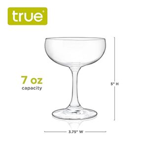 True Coupe Glasses Martini Daiquiri Manhattan Cocktail Barware Glass, Clear ,4 Count (Pack of 1)