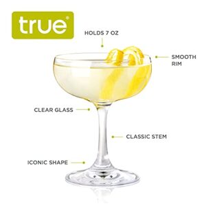 True Coupe Glasses Martini Daiquiri Manhattan Cocktail Barware Glass, Clear ,4 Count (Pack of 1)