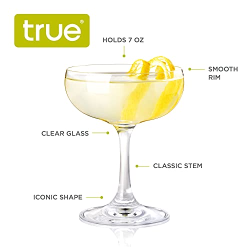 True Coupe Glasses Martini Daiquiri Manhattan Cocktail Barware Glass, Clear ,4 Count (Pack of 1)