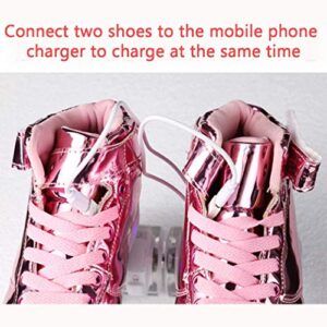 Women's Roller Skates High-top Girls Roller Skate Rechargeable Double Row Roller Skates Shiny Speed Skates for Boys Adults Teens Men Unisex with Shoe Bag (Silver,EU: 37-US: 6)