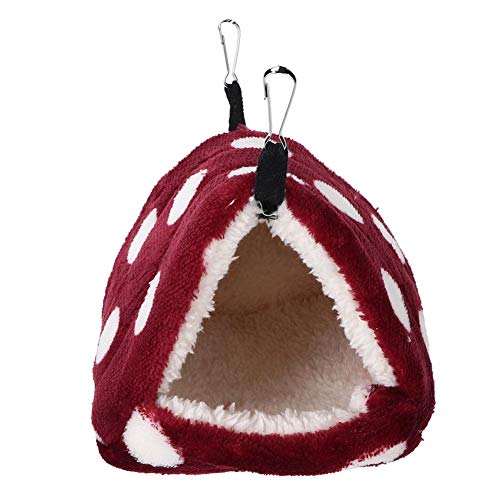 Jarchii With Hook Hanging Bed Small Pet Hammock, Keep Warm Hamster Hammock, Sugar Gliders For Hamsters(Burgundy Big Dot, S)