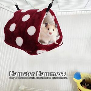 Jarchii With Hook Hanging Bed Small Pet Hammock, Keep Warm Hamster Hammock, Sugar Gliders For Hamsters(Burgundy Big Dot, S)