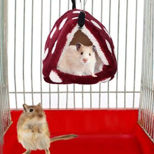 Jarchii With Hook Hanging Bed Small Pet Hammock, Keep Warm Hamster Hammock, Sugar Gliders For Hamsters(Burgundy Big Dot, S)