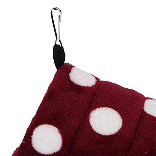 Jarchii With Hook Hanging Bed Small Pet Hammock, Keep Warm Hamster Hammock, Sugar Gliders For Hamsters(Burgundy Big Dot, S)