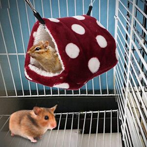 Jarchii With Hook Hanging Bed Small Pet Hammock, Keep Warm Hamster Hammock, Sugar Gliders For Hamsters(Burgundy Big Dot, S)