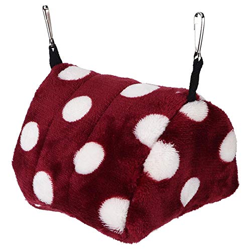 Jarchii With Hook Hanging Bed Small Pet Hammock, Keep Warm Hamster Hammock, Sugar Gliders For Hamsters(Burgundy Big Dot, S)