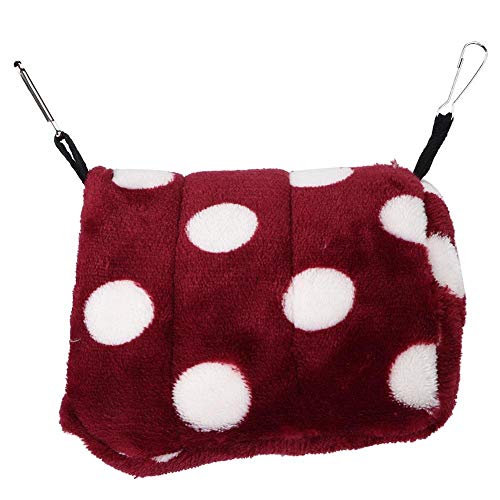 Jarchii With Hook Hanging Bed Small Pet Hammock, Keep Warm Hamster Hammock, Sugar Gliders For Hamsters(Burgundy Big Dot, S)