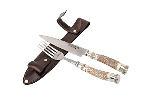 Knife & Fork Set with deer handle traditional made in Argentina Gaucho knife Steak Sets