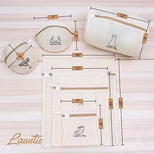 Launtie 6 Pack Mesh Laundry Bags, Garment Bags for Laundry, 1 Large & Medium, 1 Design for Stocking & Underwear & Shoes & Bra