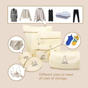 Launtie 6 Pack Mesh Laundry Bags, Garment Bags for Laundry, 1 Large & Medium, 1 Design for Stocking & Underwear & Shoes & Bra