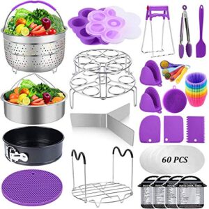 accessories for instant pot, sugaroom 100 pcs pressure cooker accessories set compatible with instant pot accessories 6 qt 8 quart-2 steamer baskets, springform pan, egg rack, egg bites mold and more