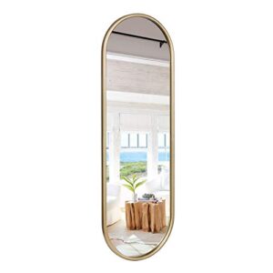 vvk gold full length oval mirror for wall, 47" antique mirror, mirror circle with gold metal frame, wall mounted mirror perfect for your kitchen, locker room, bedroom, living room and hallway-1