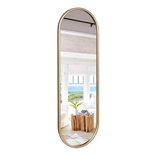 VVK Gold Full Length Oval Mirror for Wall, 47" Antique Mirror, Mirror Circle with Gold Metal Frame, Wall Mounted Mirror Perfect for Your Kitchen, Locker Room, Bedroom, Living Room and Hallway-1