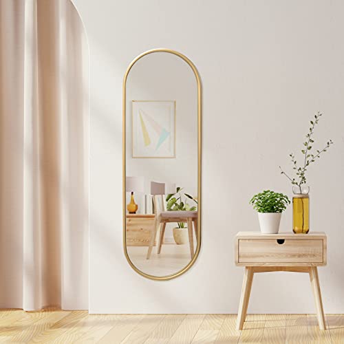 VVK Gold Full Length Oval Mirror for Wall, 47" Antique Mirror, Mirror Circle with Gold Metal Frame, Wall Mounted Mirror Perfect for Your Kitchen, Locker Room, Bedroom, Living Room and Hallway-1