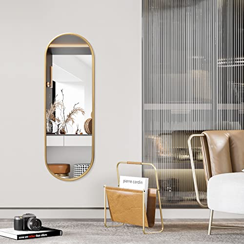 VVK Gold Full Length Oval Mirror for Wall, 47" Antique Mirror, Mirror Circle with Gold Metal Frame, Wall Mounted Mirror Perfect for Your Kitchen, Locker Room, Bedroom, Living Room and Hallway-1