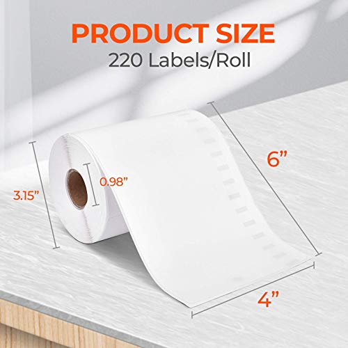 MUNBYN 4"x6" Direct Thermal Shipping Label Compatible with DYMO LabelWriter 4XL 1744907,1755120, Perforated Postage Label Paper for MUNBYN, DYMO, Rollo, JADENS, Permanent Adhesive, 220 Labels/Roll