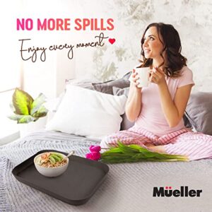 Mueller Reversible Serving Tray, European Made Platter, 2in1, Rectangular Non-Slip Tray, Shatter-Proof, Non-Toxic, for Coffee Table, Kitchen, Outdoors, Dishwasher Safe, Gray