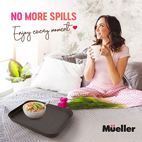 Mueller Reversible Serving Tray, European Made Platter, 2in1, Rectangular Non-Slip Tray, Shatter-Proof, Non-Toxic, for Coffee Table, Kitchen, Outdoors, Dishwasher Safe, Gray