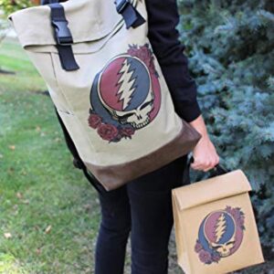 Ripple Junction Grateful Dead Steal Your Face Logo Roll Top Lunch Bag Reusable and Washable