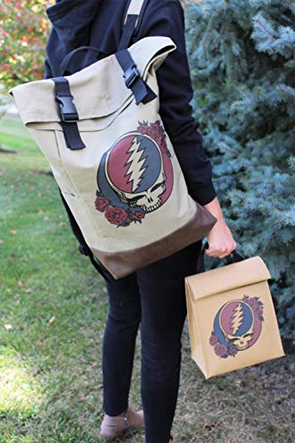 Ripple Junction Grateful Dead Steal Your Face Logo Roll Top Lunch Bag Reusable and Washable