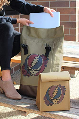 Ripple Junction Grateful Dead Steal Your Face Logo Roll Top Lunch Bag Reusable and Washable