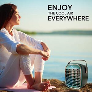 Little Big Chill Portable Personal Air Conditioner Fan,Rechargeable Cordless Mini Air Cooler/Humidifier Designed for Home,Office,Bedroom and Car.Ideal for Camping,Tailgating,The Beach,Green