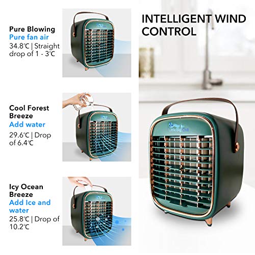 Little Big Chill Portable Personal Air Conditioner Fan,Rechargeable Cordless Mini Air Cooler/Humidifier Designed for Home,Office,Bedroom and Car.Ideal for Camping,Tailgating,The Beach,Green