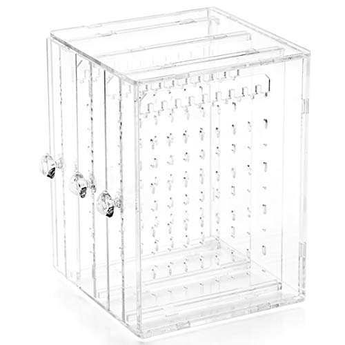 RANIT Acrylic Jewelry Storage Box Earring Display Stand Organizer Holder with 3 Vertical Drawer Transparent