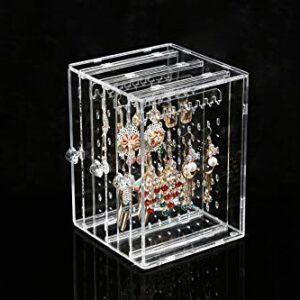 RANIT Acrylic Jewelry Storage Box Earring Display Stand Organizer Holder with 3 Vertical Drawer Transparent