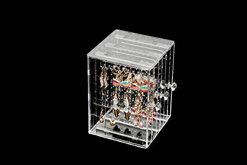 RANIT Acrylic Jewelry Storage Box Earring Display Stand Organizer Holder with 3 Vertical Drawer Transparent