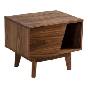 limari home valbert collection mid-century bedroom veneer finished 1-drawer nightstand, walnut