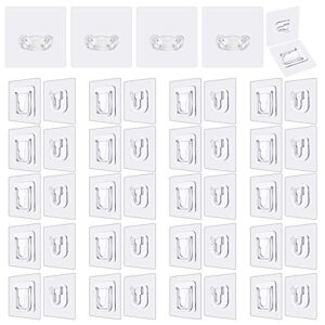 ycybab2j double sided adhesive hooks|20 pack double sided wall hook+4 pack wall hanger holder|13.2lb(max) | wall hooks for hanging, self adhesive hooks for bathroom kitchen office hanging