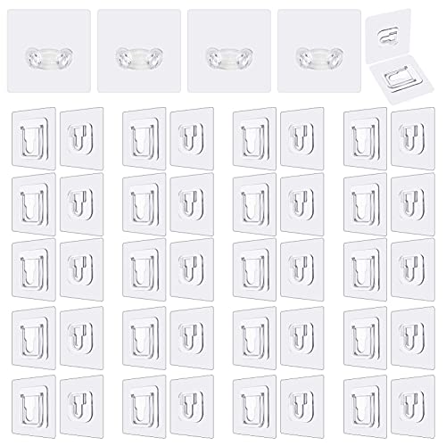 YCYBAB2J Double Sided Adhesive Hooks|20 Pack Double Sided Wall Hook+4 Pack Wall Hanger Holder|13.2lb(Max) | Wall Hooks for Hanging, Self Adhesive Hooks for Bathroom Kitchen Office Hanging