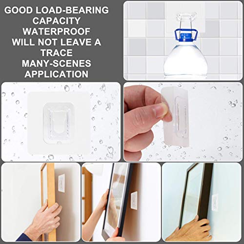 YCYBAB2J Double Sided Adhesive Hooks|20 Pack Double Sided Wall Hook+4 Pack Wall Hanger Holder|13.2lb(Max) | Wall Hooks for Hanging, Self Adhesive Hooks for Bathroom Kitchen Office Hanging