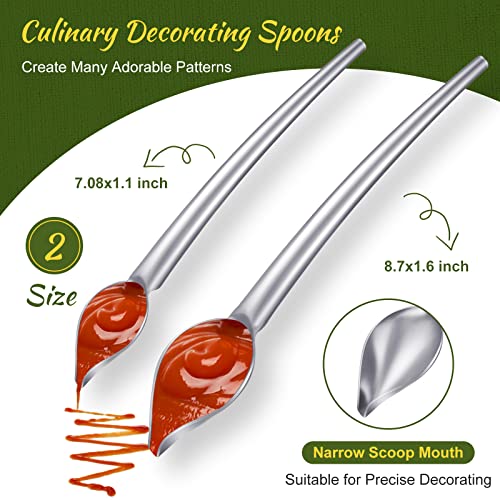 3 Pieces Candy Dipping Tools Chocolate Dipping Fork Spoons Set 2 Pieces Culinary Decorating Spoons Chef Art Pencil for Decorative Plates Stainless Steel Chef Spoon