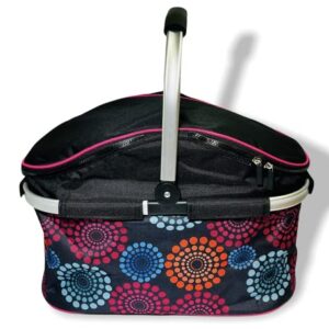 Room for Life - Insulated Market Basket - Bright Lights- Thermal Basket - Cooler - Zippered Tote for Food, Camping, Picnics