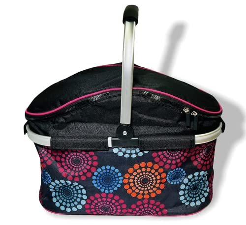 Room for Life - Insulated Market Basket - Bright Lights- Thermal Basket - Cooler - Zippered Tote for Food, Camping, Picnics