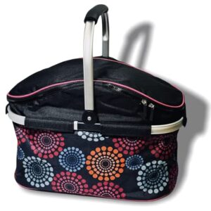 Room for Life - Insulated Market Basket - Bright Lights- Thermal Basket - Cooler - Zippered Tote for Food, Camping, Picnics