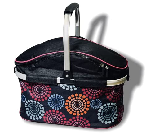 Room for Life - Insulated Market Basket - Bright Lights- Thermal Basket - Cooler - Zippered Tote for Food, Camping, Picnics