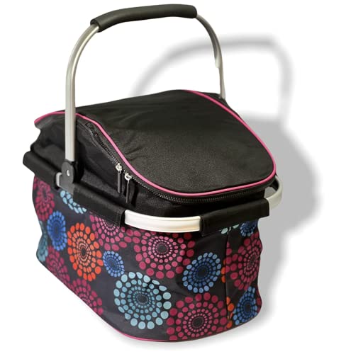 Room for Life - Insulated Market Basket - Bright Lights- Thermal Basket - Cooler - Zippered Tote for Food, Camping, Picnics