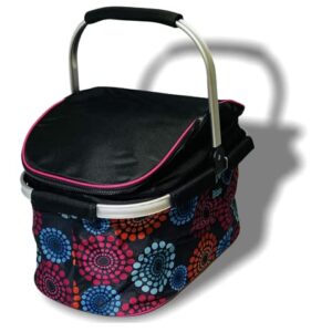 Room for Life - Insulated Market Basket - Bright Lights- Thermal Basket - Cooler - Zippered Tote for Food, Camping, Picnics