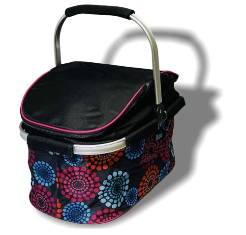 Room for Life - Insulated Market Basket - Bright Lights- Thermal Basket - Cooler - Zippered Tote for Food, Camping, Picnics