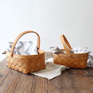 BESPORTBLE 1pc Rattan Wooden Woven Basket Handmade Storage Basket Seagrss Basket Storage Container with Handle for Camping