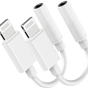 [Apple MFi Certified] Lightning to 3.5 mm Headphone Jack Adapter, 2 Pack Earphone Audio Jack Aux, Dongle Cable Compatible with iPhone 13/12/11 Pro/XR/XS Max/X/8/7 Support All iOS& Music Control