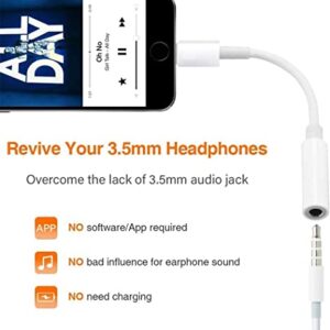 [Apple MFi Certified] Lightning to 3.5 mm Headphone Jack Adapter, 2 Pack Earphone Audio Jack Aux, Dongle Cable Compatible with iPhone 13/12/11 Pro/XR/XS Max/X/8/7 Support All iOS& Music Control